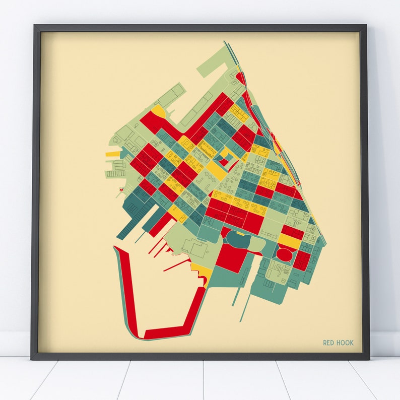 RED HOOK BROOKLYN Map Fine Art Giclée Print Museum Quality - Etsy