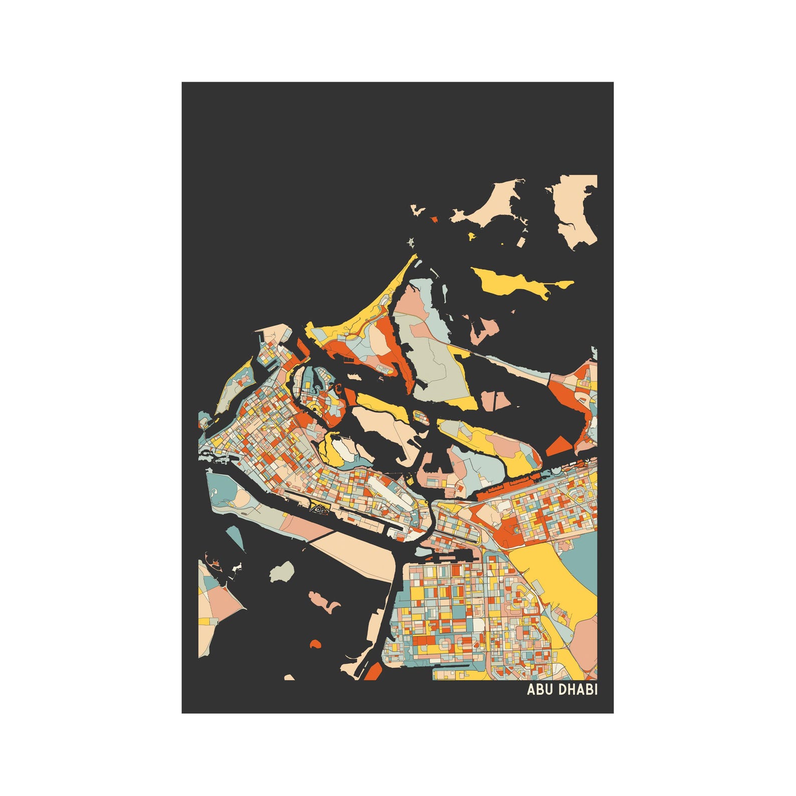 ABU DHABI, United Arab Emirates Map - Fine Art Giclée Print - Museum ...