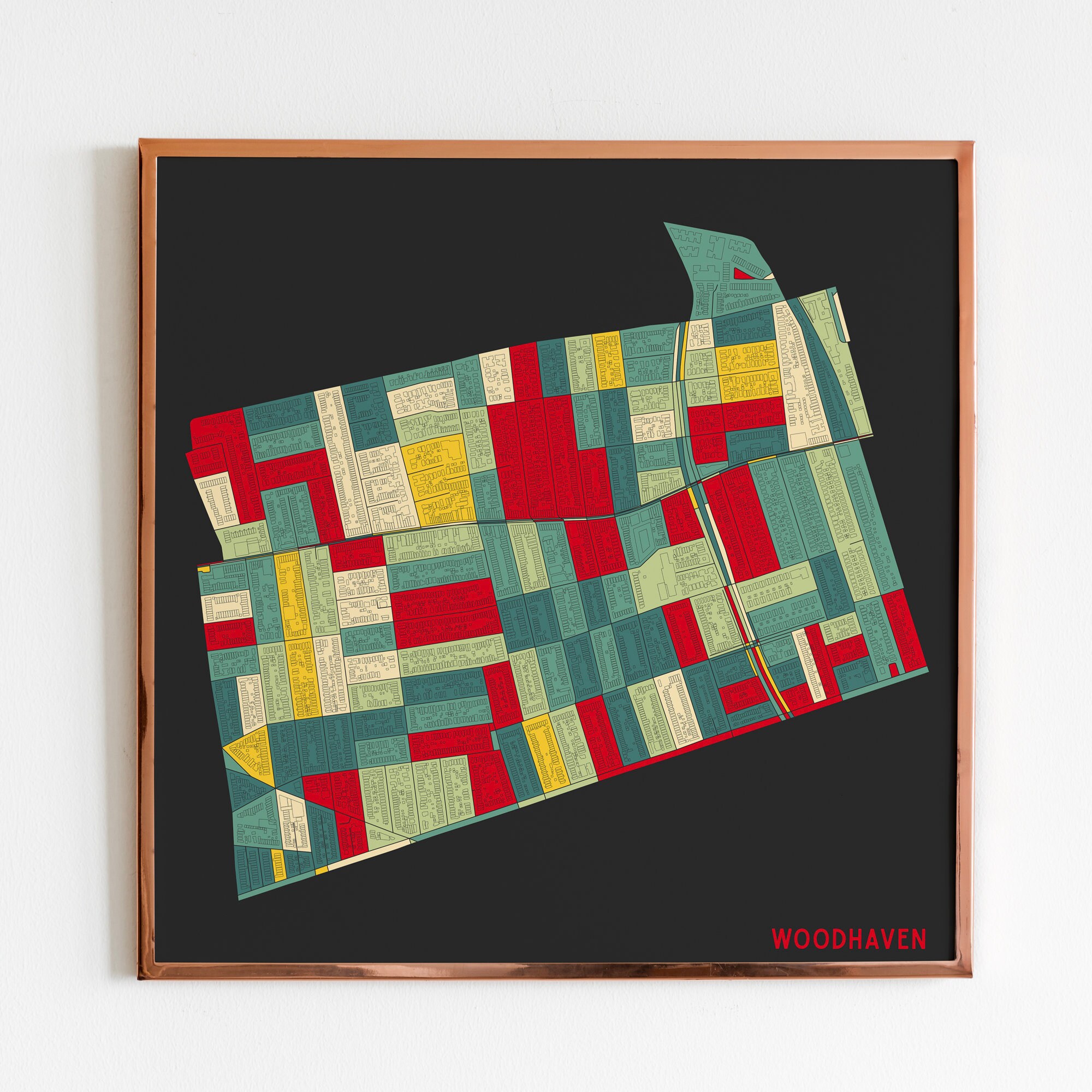 WOODHAVEN QUEENS NYC Neighborhood Map Fine Art Giclée | Etsy