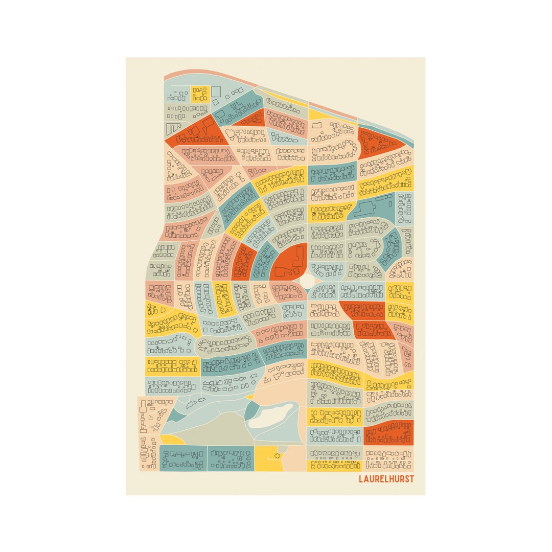 LAURELHURST, Portland Neighborhood Street Map Fine Art Giclée Print ...