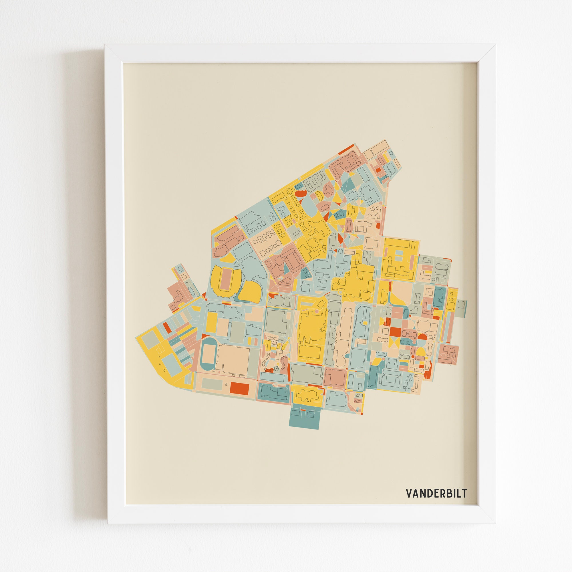 VANDERBILT UNIVERSITY Campus Map Fine Art Giclée Print | Etsy