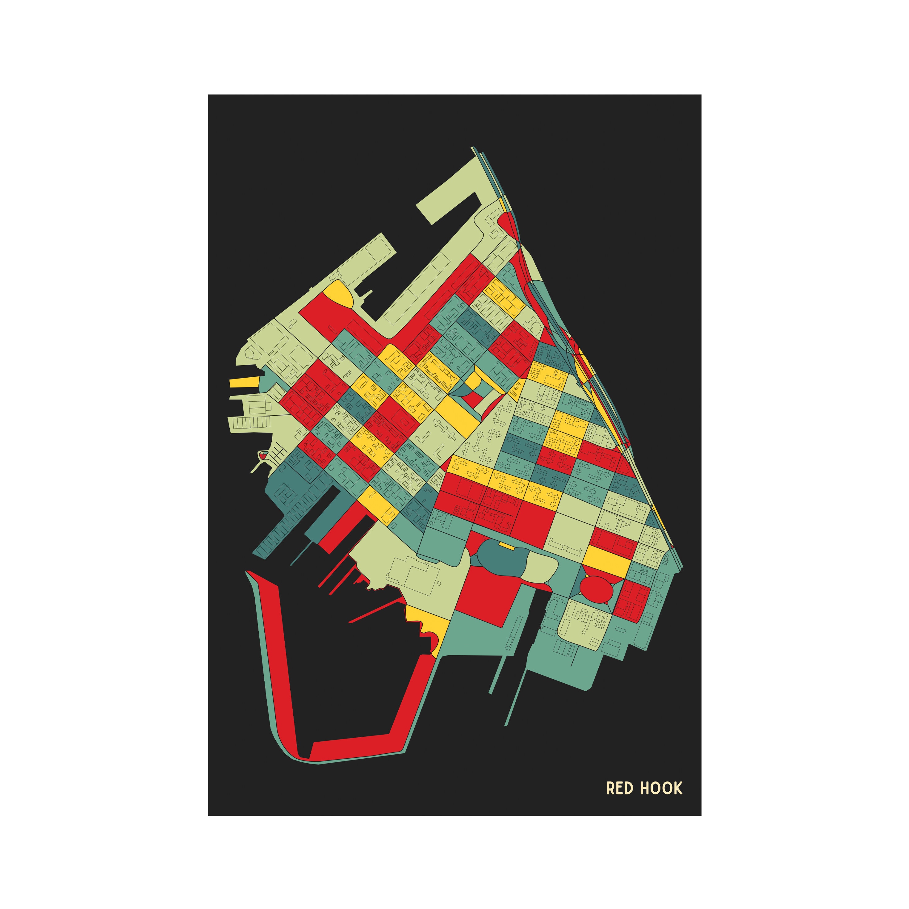 RED HOOK BROOKLYN Map Fine Art Giclée Print Museum Quality | Etsy