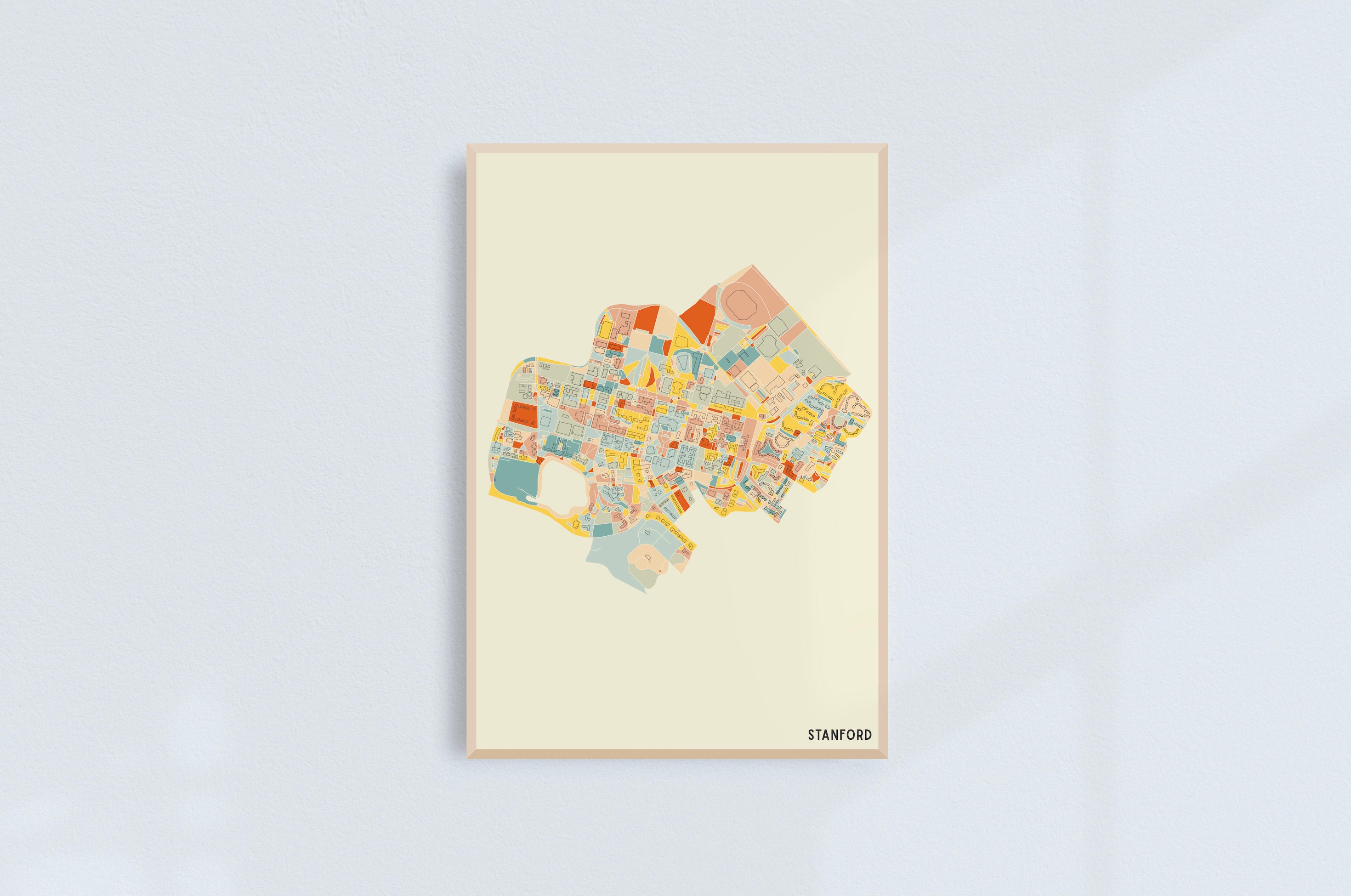 STANFORD UNIVERSITY MAP california Fine Art Giclee Print | Etsy