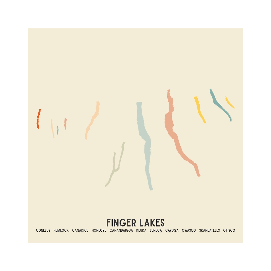 FINGER LAKES MAP - Fine Art Giclée Print - Museum Quality - Etsy