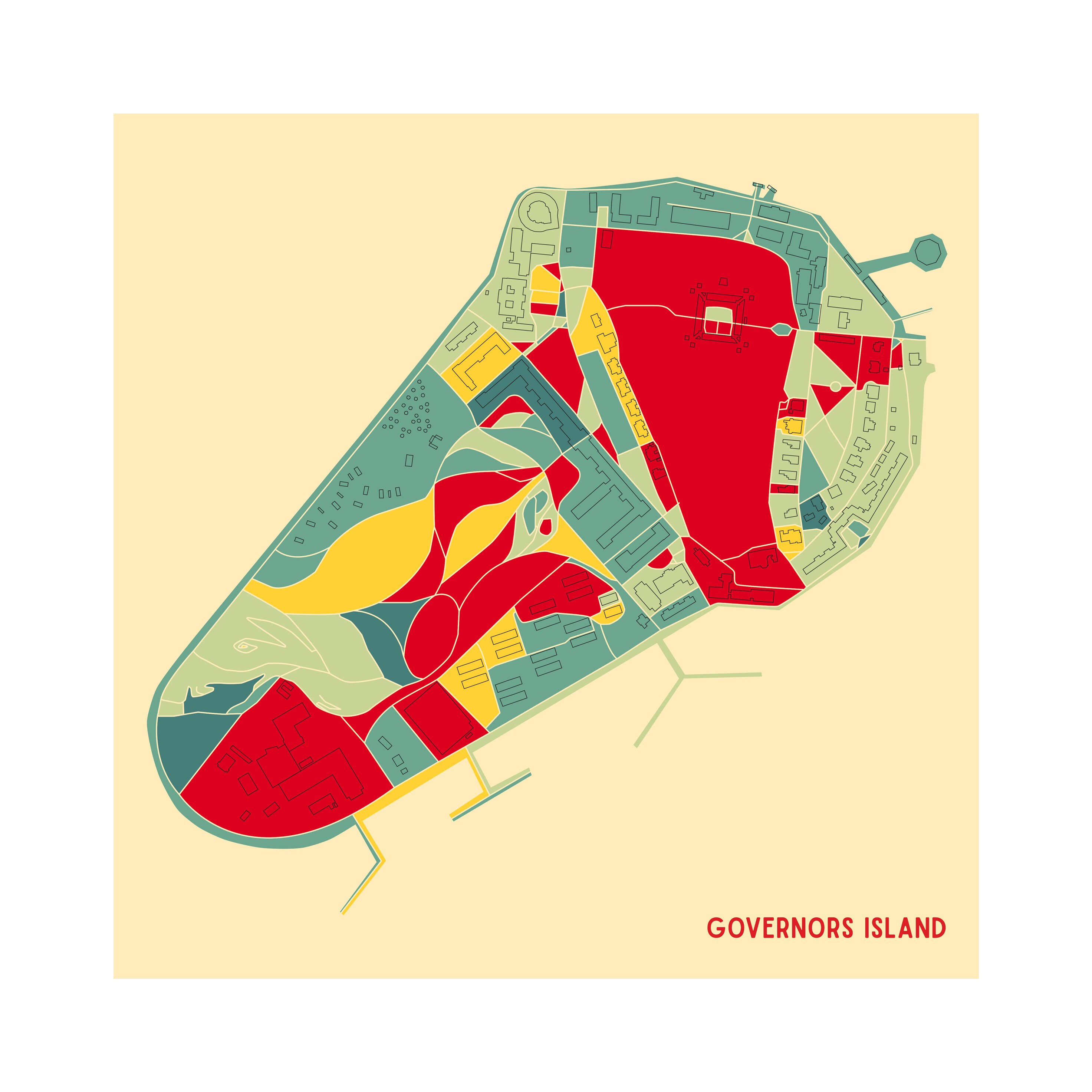 GOVERNORS ISLAND NYC Street Map Fine Art Giclée Print | Etsy