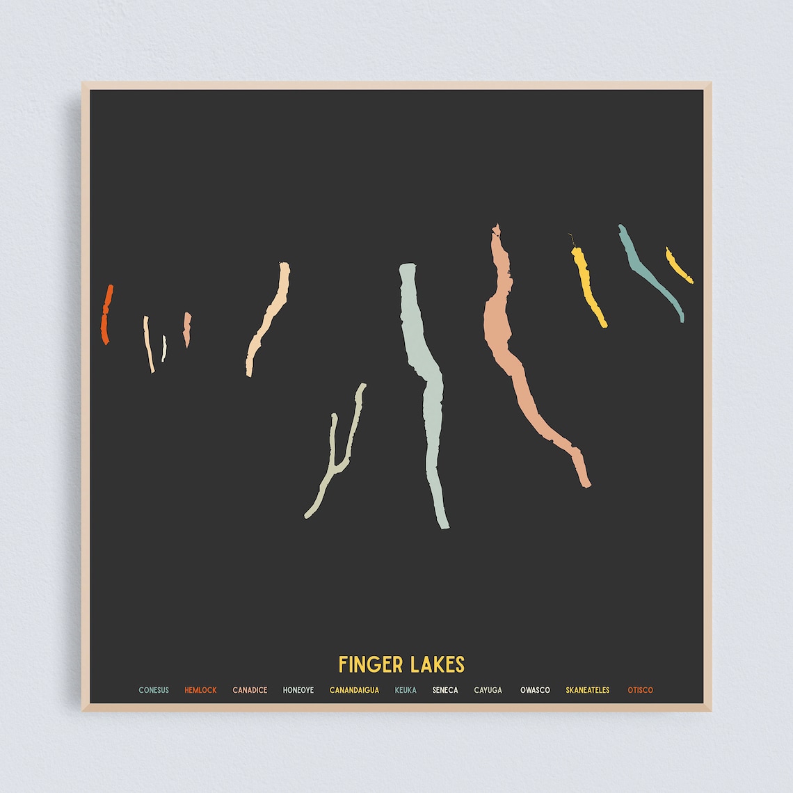 FINGER LAKES MAP Fine Art Giclée Print Museum Quality | Etsy