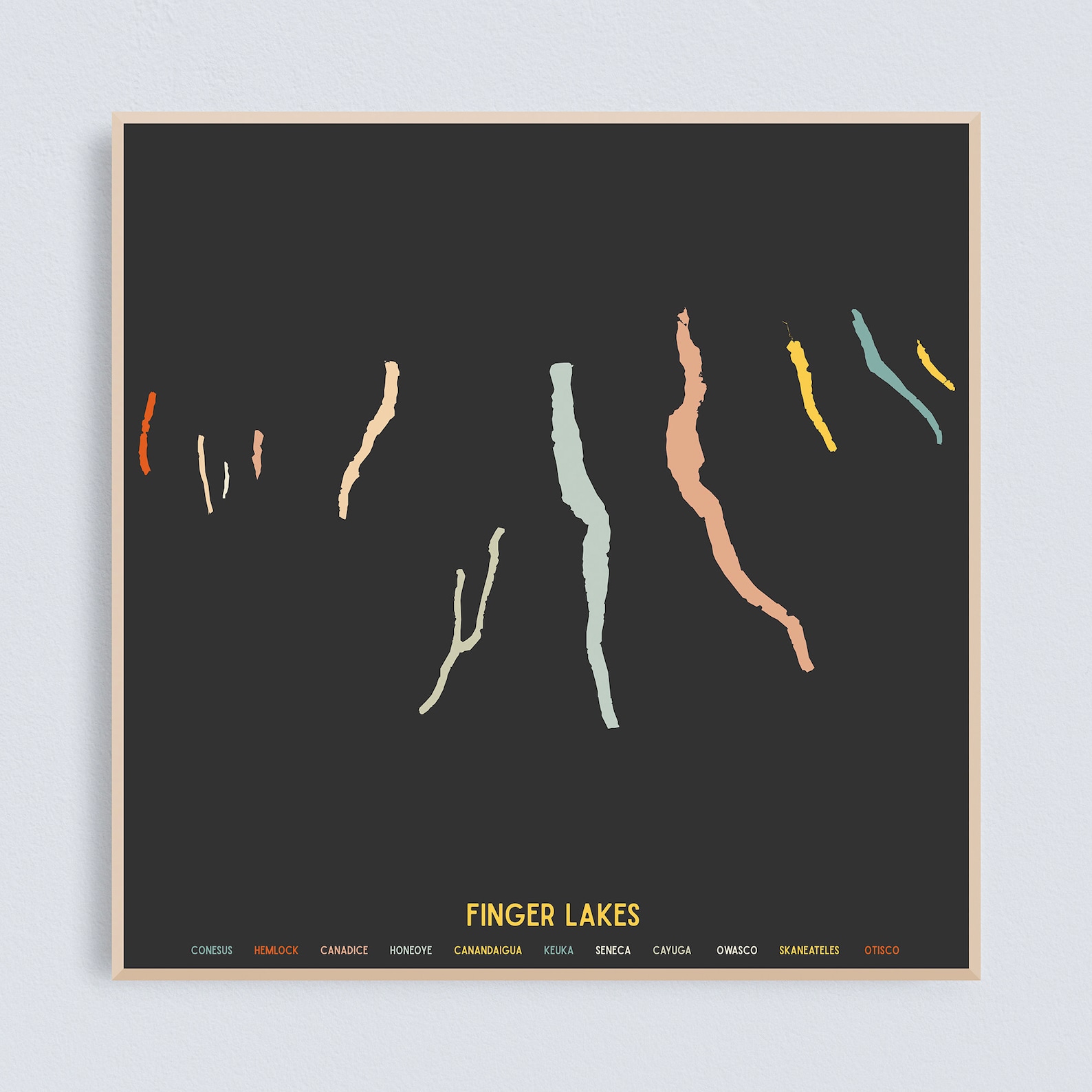 FINGER LAKES MAP - Fine Art Giclée Print - Museum Quality - Etsy