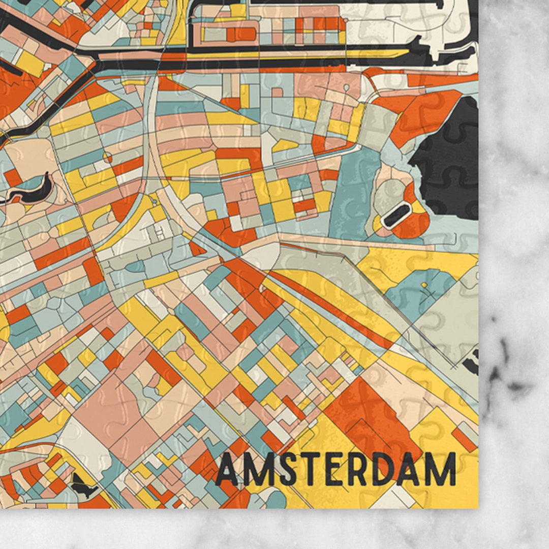 PUZZLE - AMSTERDAM - Street Map - 520 Piece Premium Jigsaw - 20x16 Inch ...