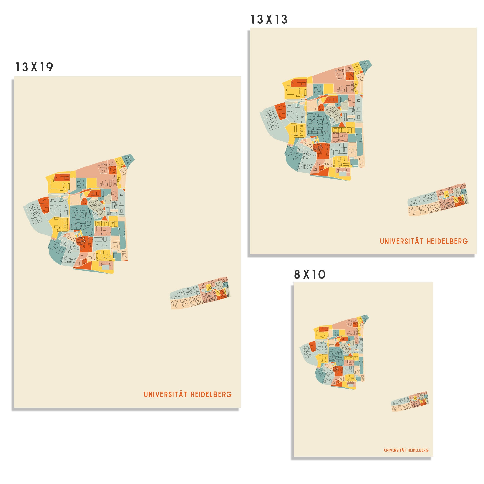 HEIDELBERG UNIVERSITY MAP heidelberg Germany Fine Art | Etsy