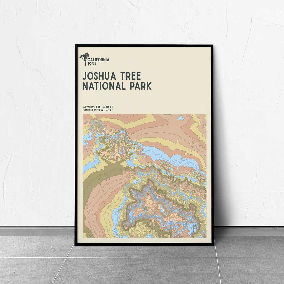 JOSHUA TREE - National Parks Series - Topographic Contour Map - Fine ...