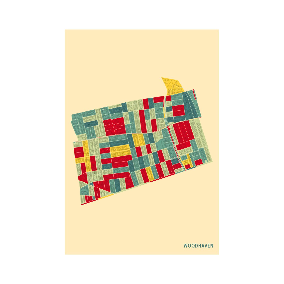 WOODHAVEN QUEENS NYC Neighborhood Map Fine Art Giclée - Etsy