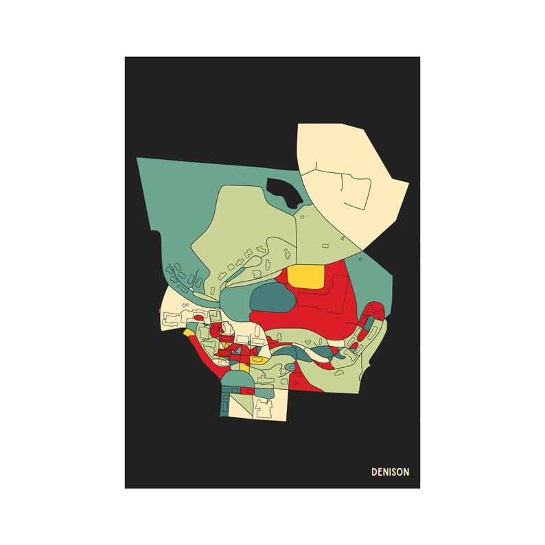 DENISON UNIVERSITY - Campus Map - Fine Art Giclée Print - Museum ...