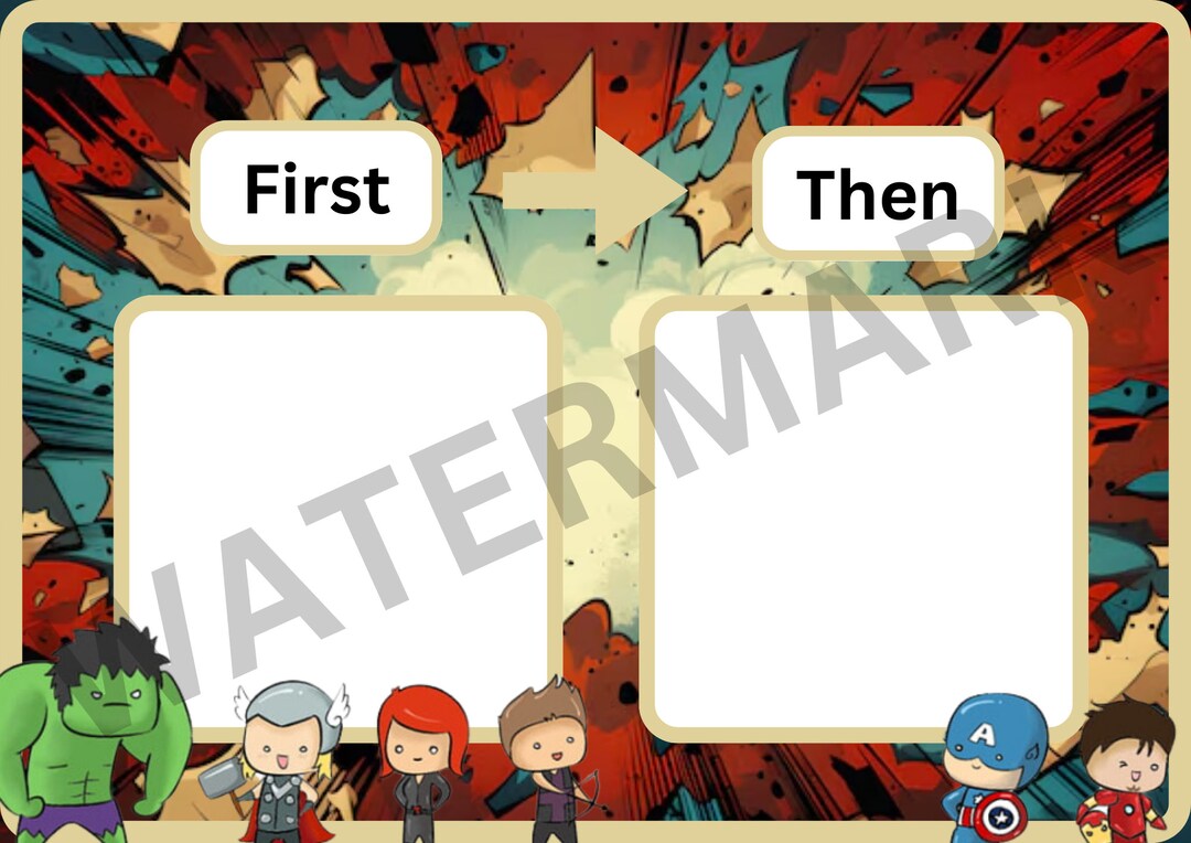 First Then Chart With Action Cards Marvel Theme - Etsy