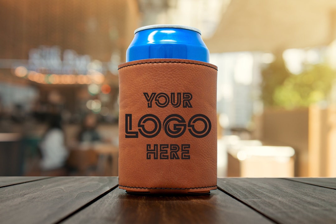 Custom Can Cooler With Logo - Personalized Leather Beer Can Sleeve With ...
