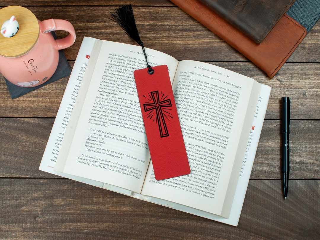Personalized Leather Faith Bookmark With Cross - Custom Religious Bible ...