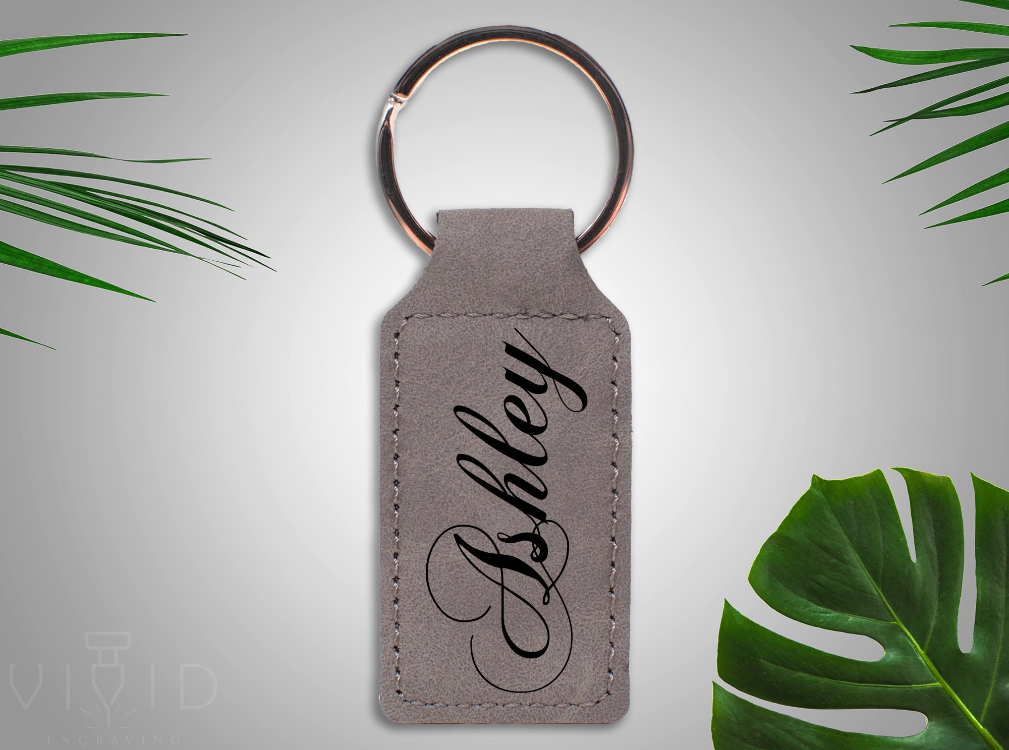 Personalized leather Keychain laser engraved keychain for | Etsy