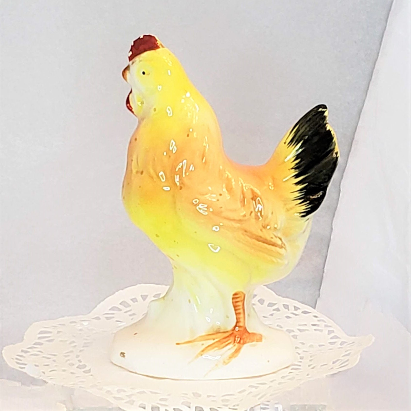Cold Painted Yellow Hen Chicken Porcelain Figurine Made in - Etsy