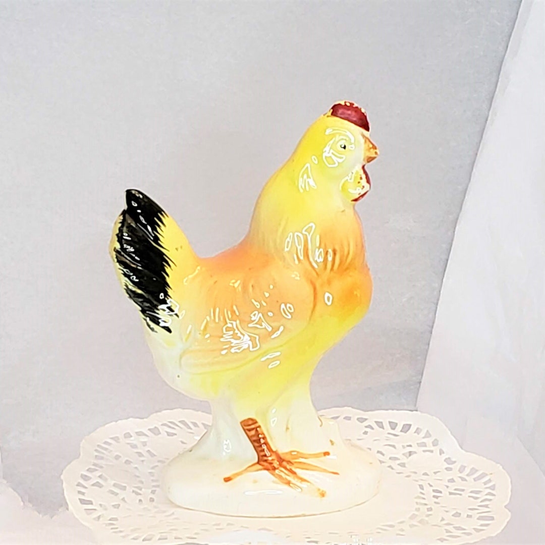 Cold Painted Yellow Hen Chicken Porcelain Figurine Made in Japan - Etsy