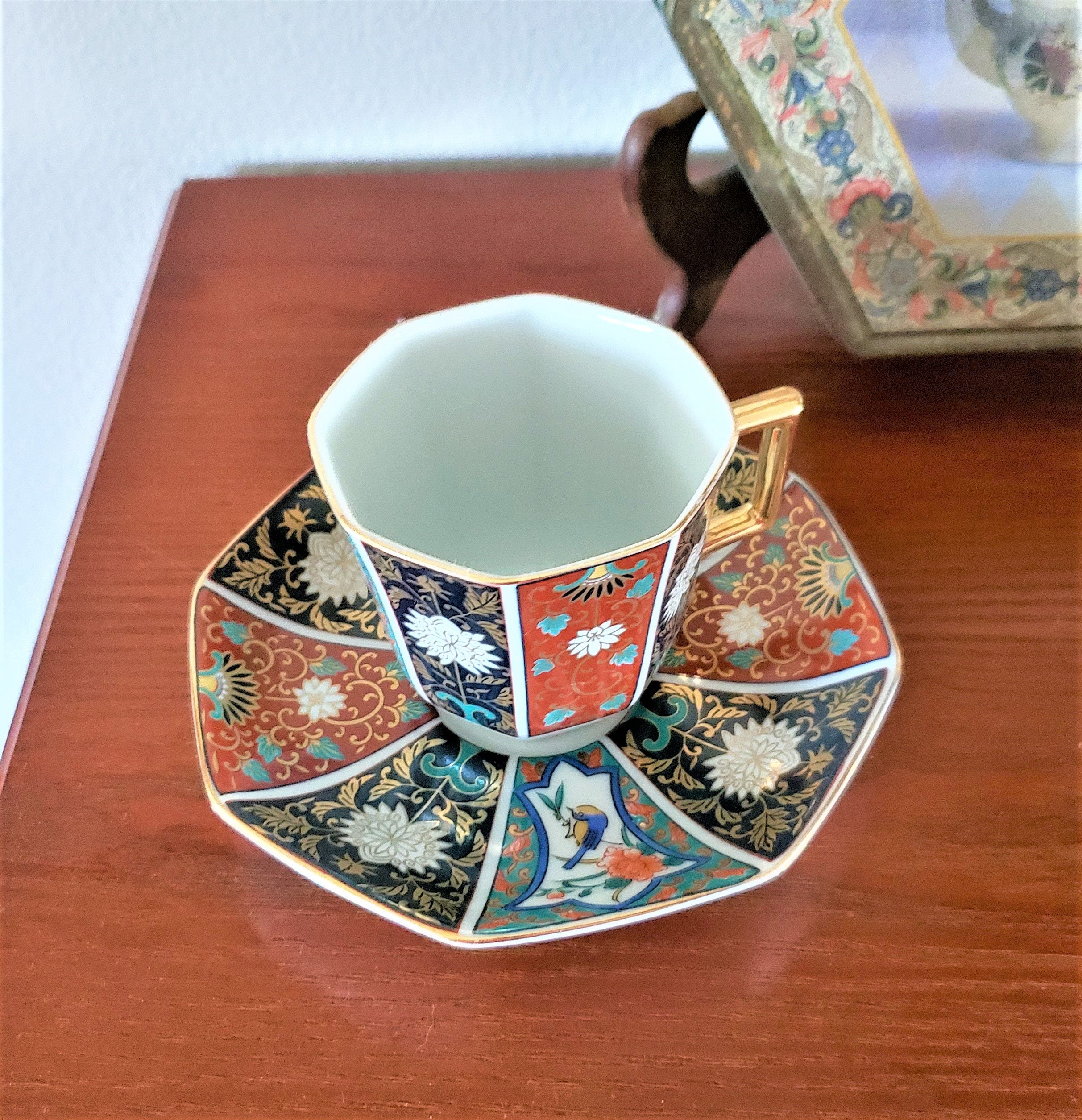 Beautiful Hand-painted Imari Style Tea Cups and Matching Octagonal ...
