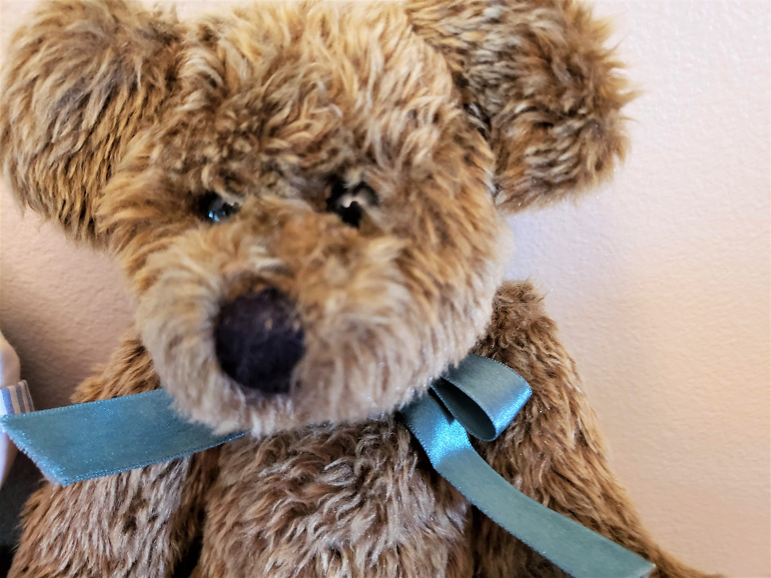 Ty Plush Brown Jointed 15 Teddy Bear with Dark Green Ribbon - Etsy España