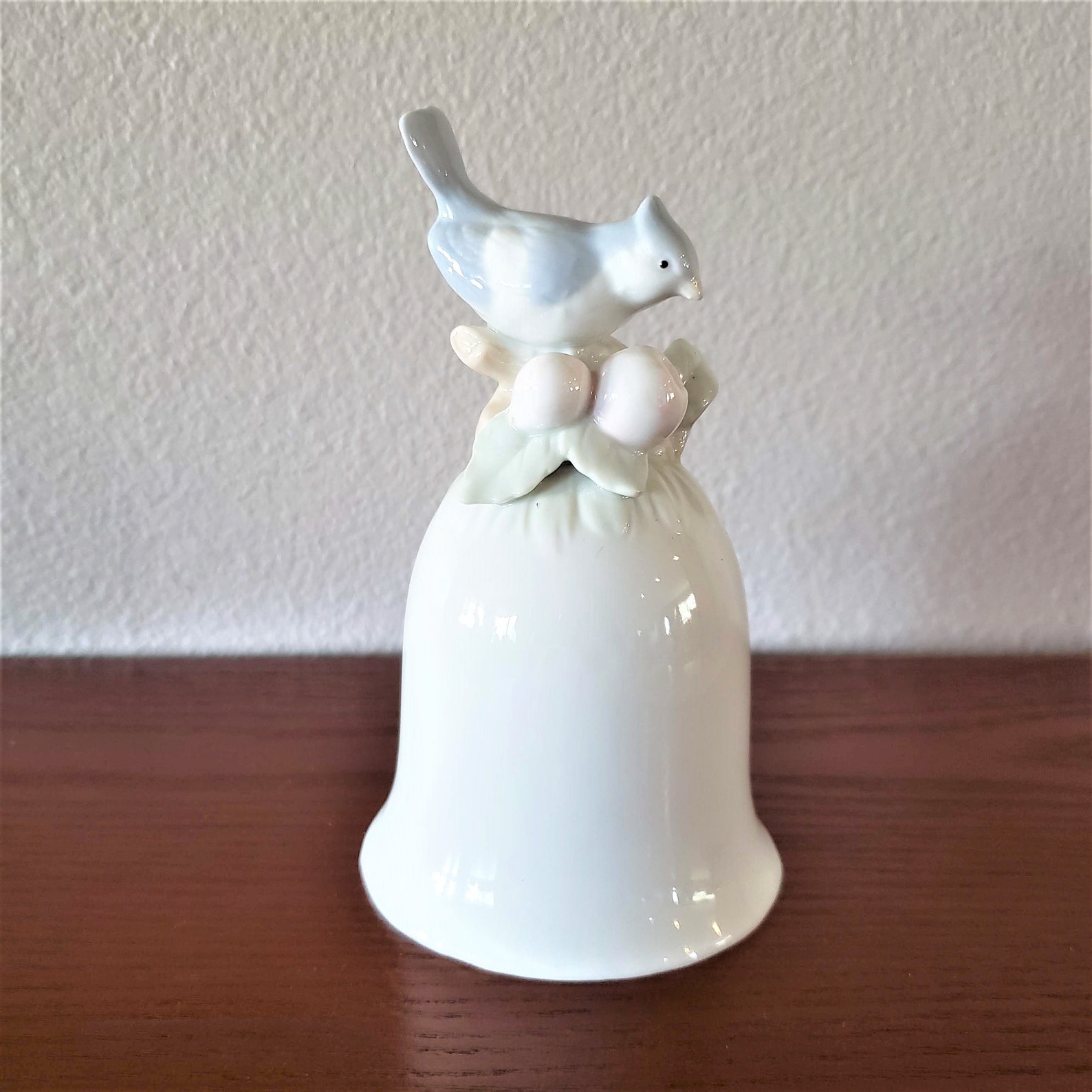 White Porcelain 5 1/4" Tall Porcelain Bell With Pastel Blue Jay - Etsy