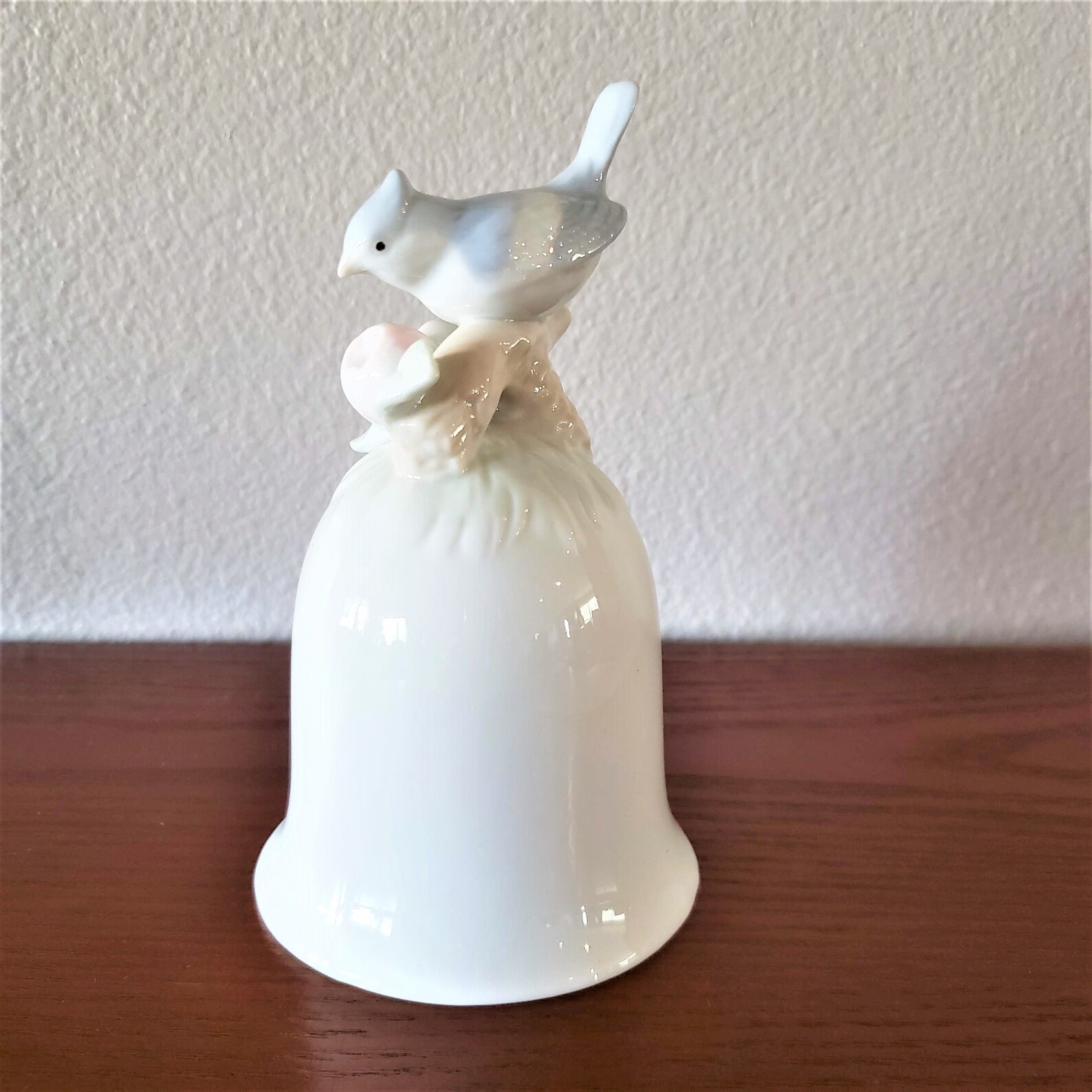 White Porcelain 5 1/4" Tall Porcelain Bell With Pastel Blue Jay - Etsy