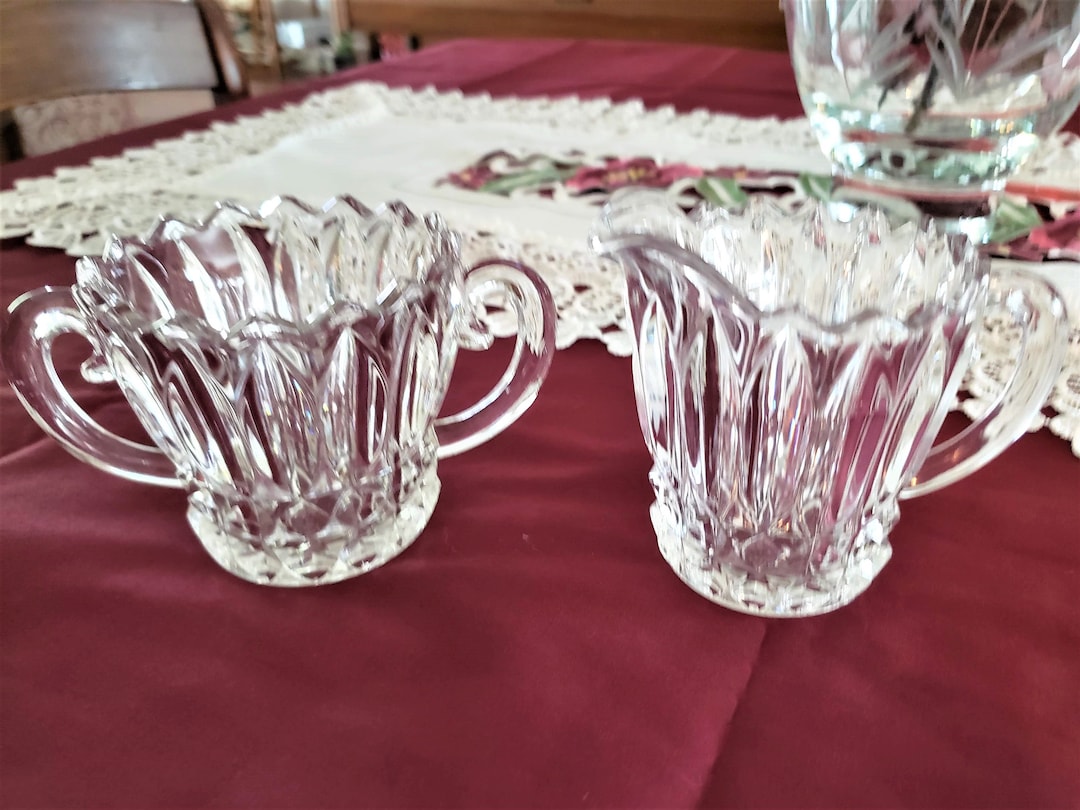 Indiana Glass Pattern 1007 Crystal Creamer & Open Sugar Unmarked - Etsy