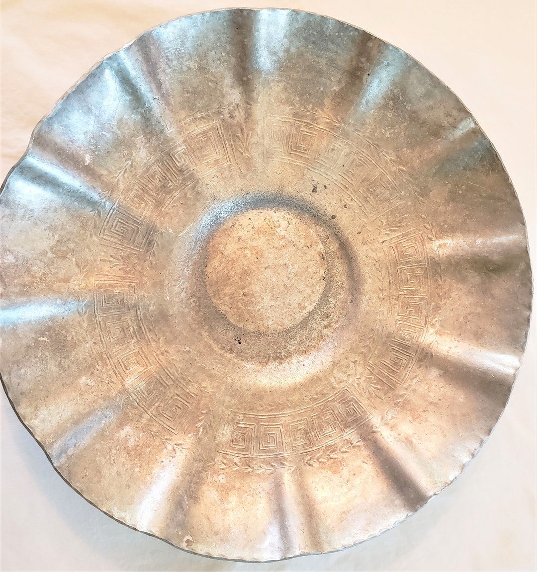 Rare Clayton Sheasley Art Deco Style 13 1/2" Round Fluted Edge Aluminum ...