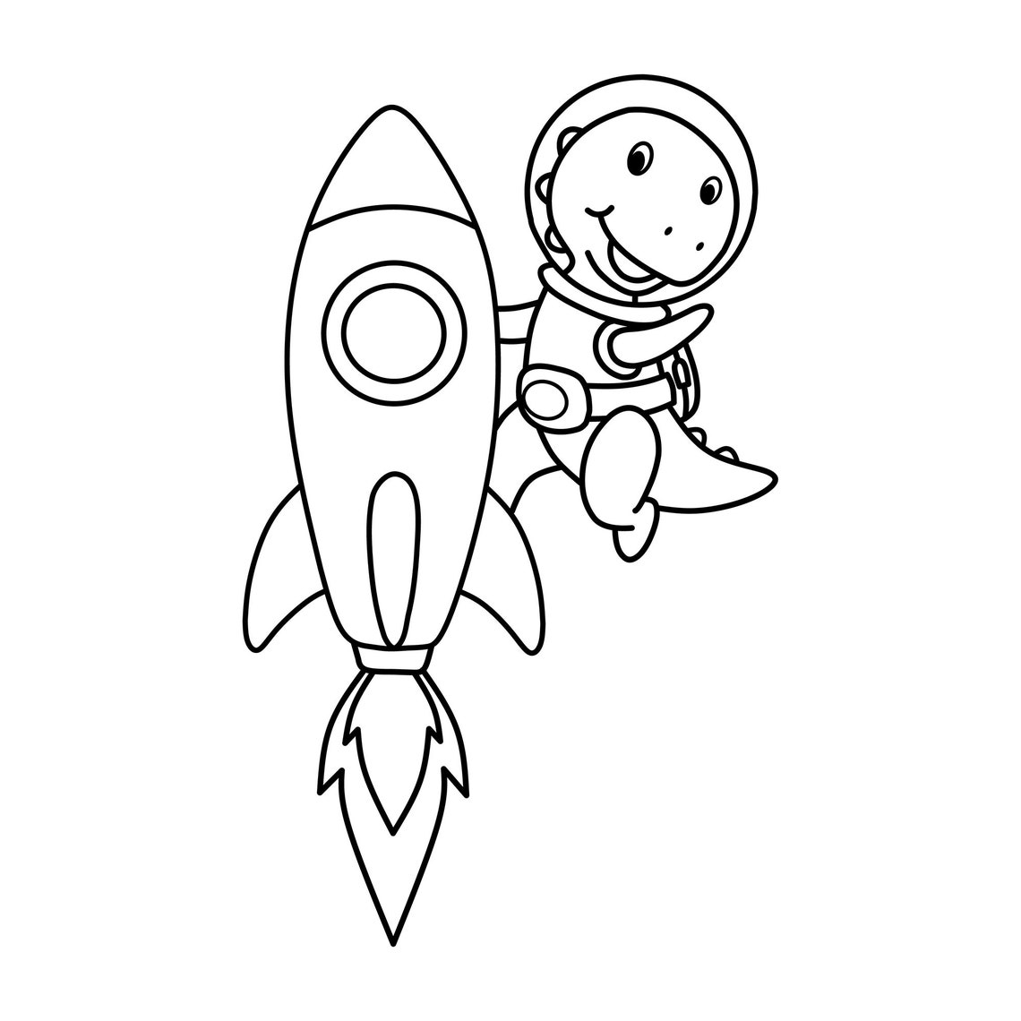 Coloring Page Printable, Dinosaur Astronaut, Dino Astro, Coloring ...