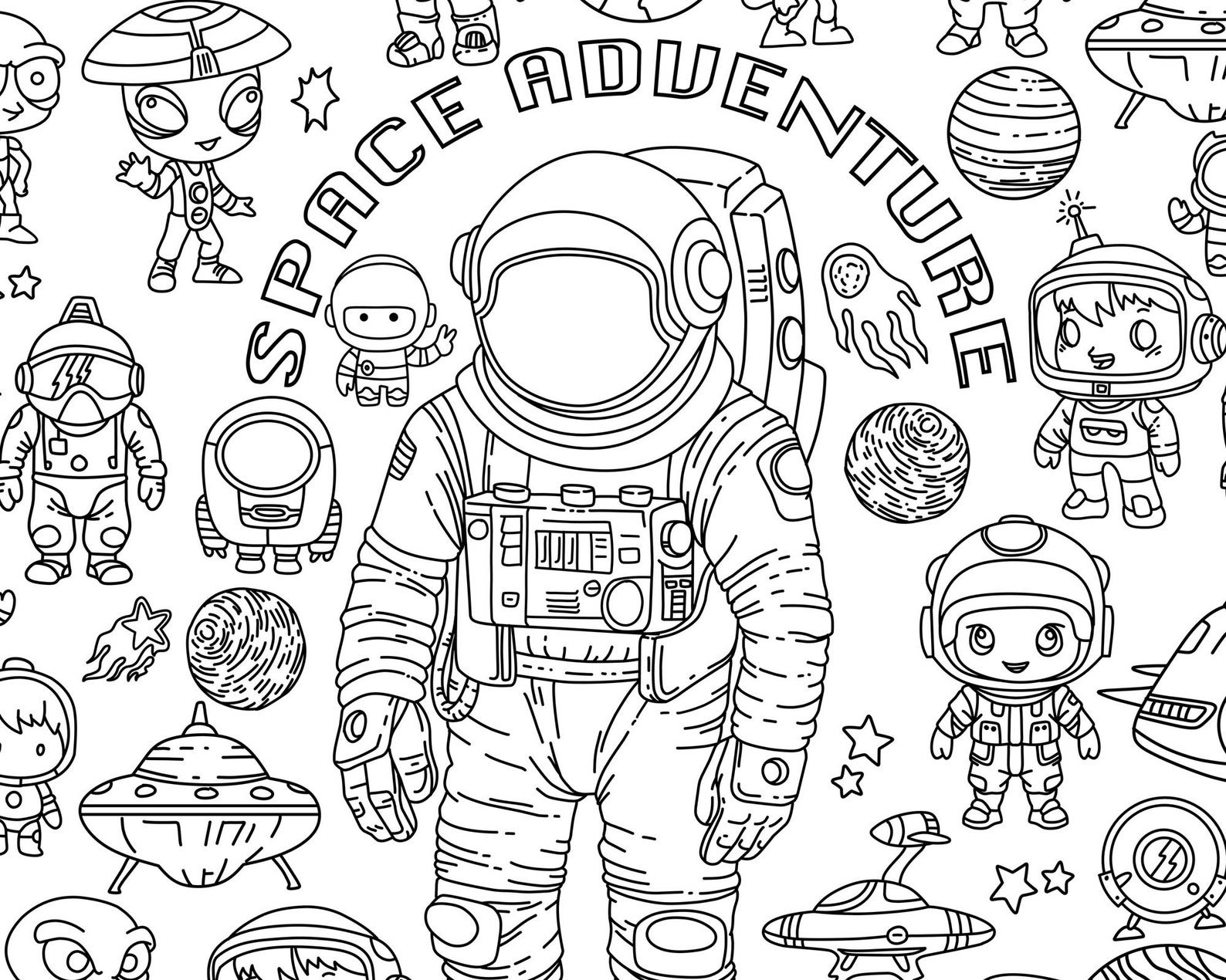 Giant Space Adventure Coloring Poster, Giant Coloring Poster, Doodle ...