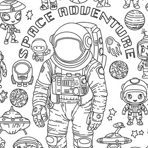 Giant Space Adventure Coloring Poster, Giant Coloring Poster, Doodle ...