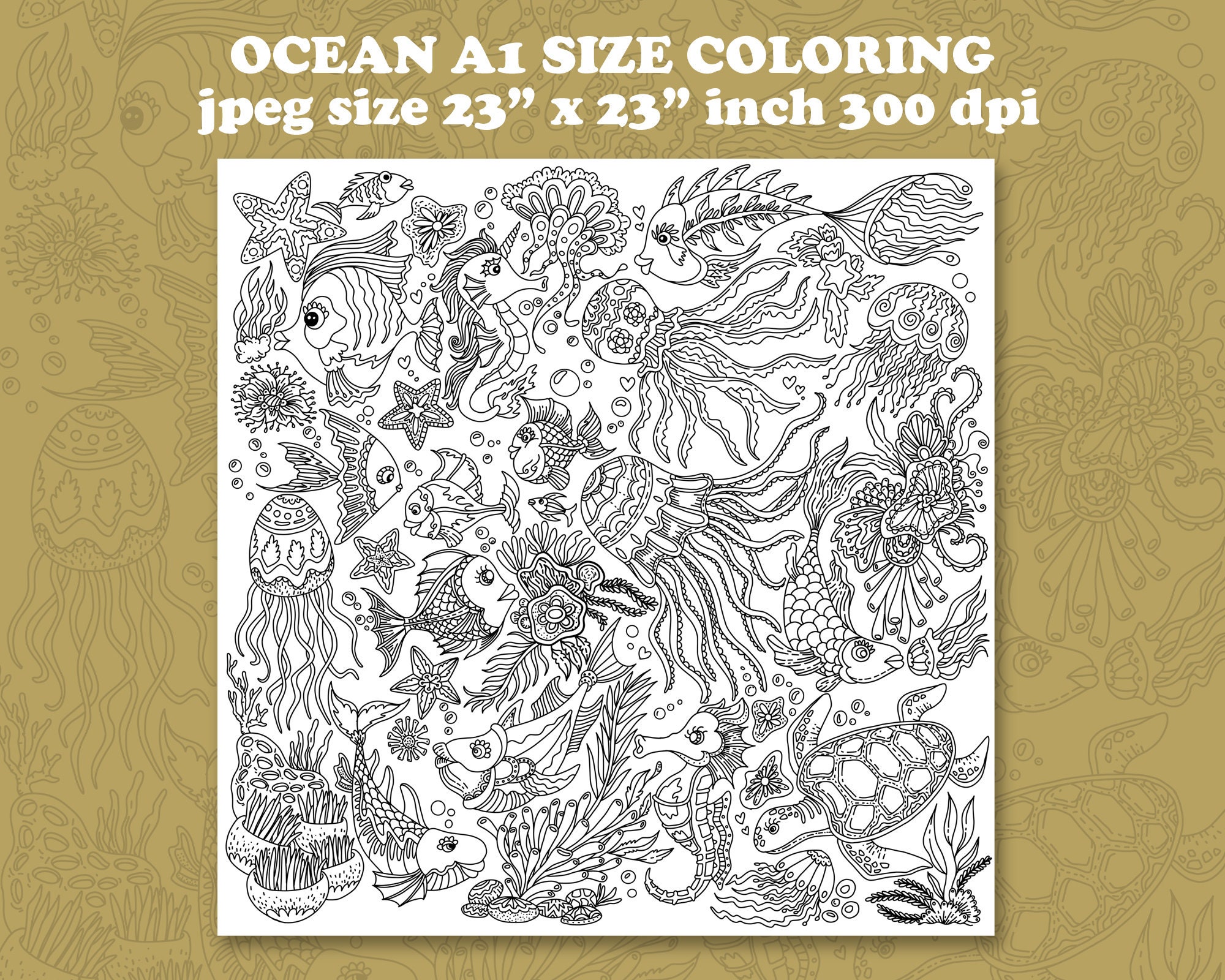 Giant Ocean Coloring Poster – Perfect for Kids and Adults Alike ...