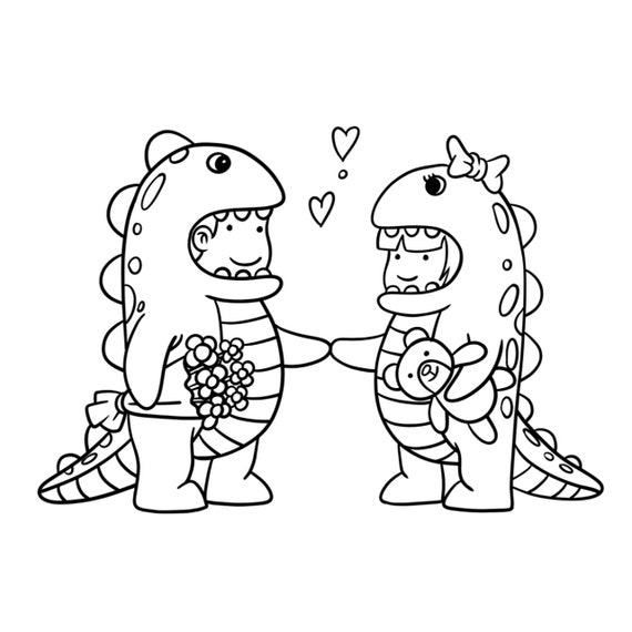 Dinosaur Love Coloring Pages