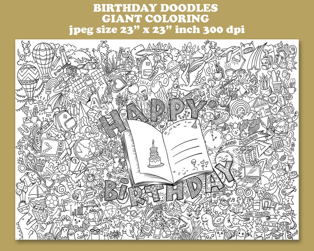 Giant Birthday Coloring Poster, Giant Coloring Poster, Doodle, Doodle ...