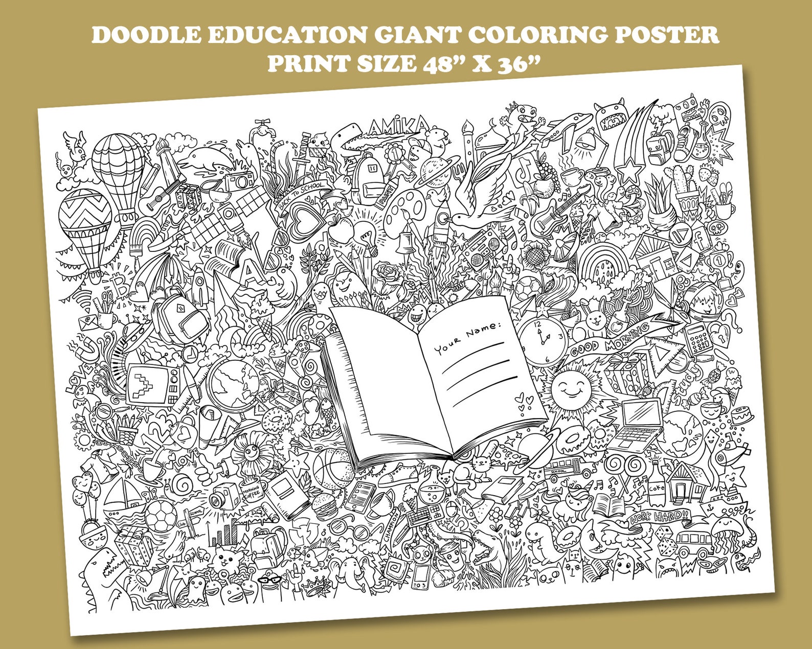 Coloring Poster, Giant Coloring Poster, Doodle, Doodle Coloring ...
