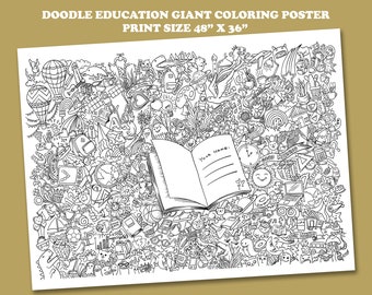 Animals Coloring Poster, Giant Coloring Poster, Doodle, Animals ...
