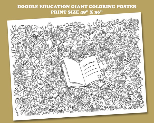 Coloring Poster Giant Coloring Poster Doodle Doodle - Etsy Canada