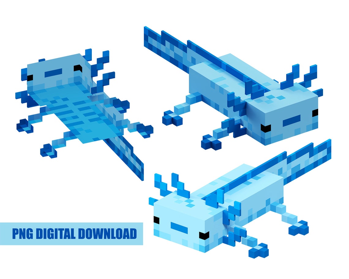 Super Kawaii Blue Axolotl! Adorable Kawaii Amphibian Friends PNG Files ...
