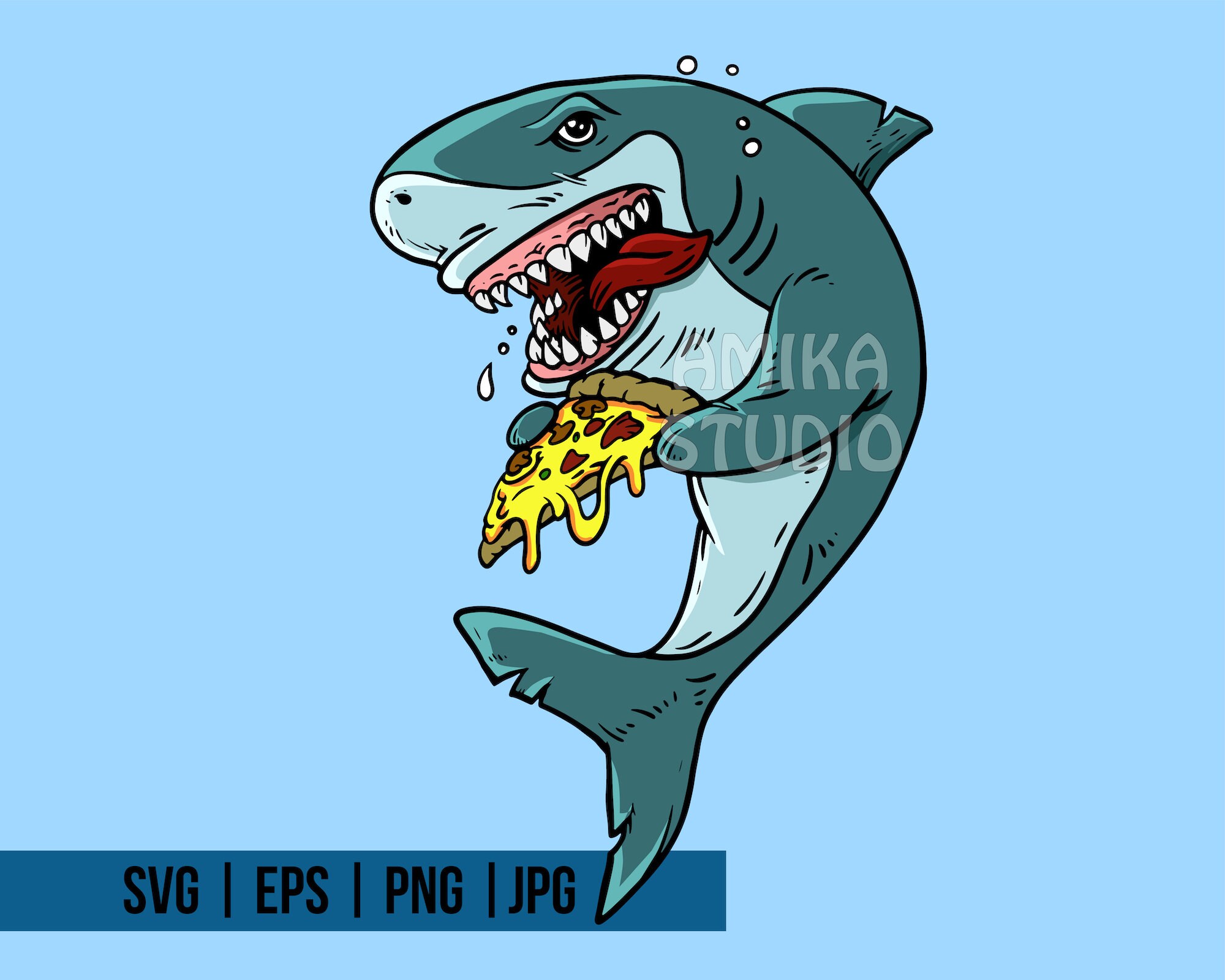 Shark Pizza SVG, Pizzark SVG, Pizzark Vector, Pizza Shark, Pizza and ...