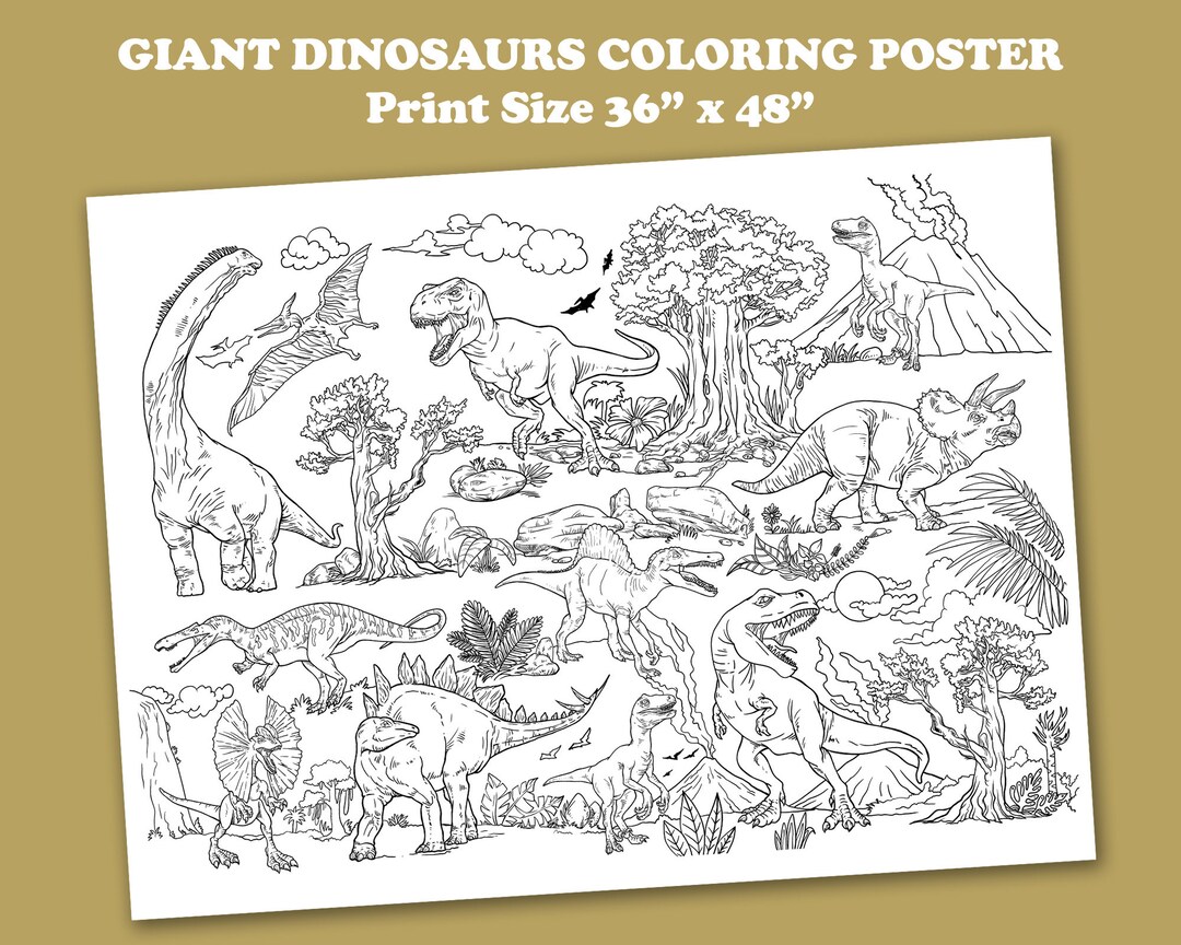 Coloring Poster, Coloring Printable, Dinosaur Coloring, Dinosaur ...