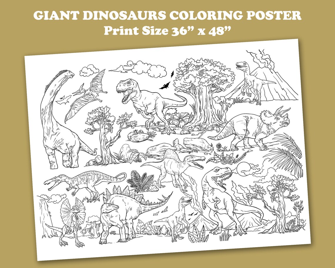 Coloring Poster, Coloring Printable, Dinosaur Coloring, Dinosaur ...