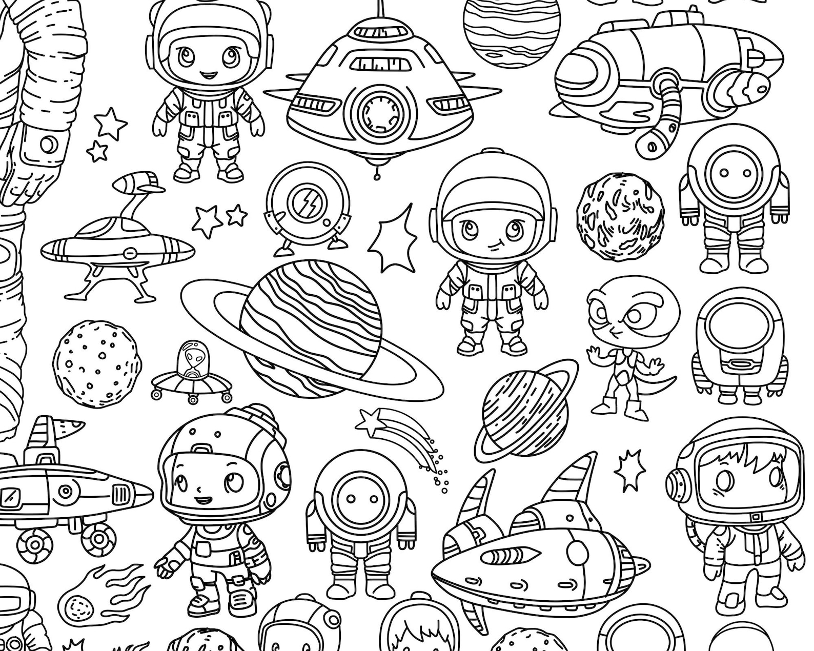 Giant Space Adventure Coloring Poster, Giant Coloring Poster, Doodle ...