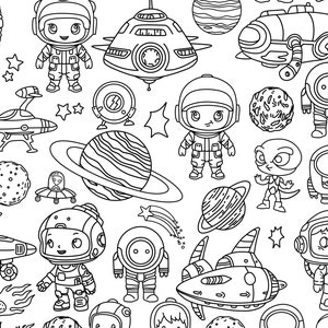 Giant Space Adventure Coloring Poster, Giant Coloring Poster, Doodle ...