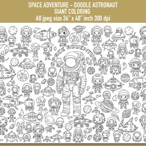 Giant Space Adventure Coloring Poster, Giant Coloring Poster, Doodle ...