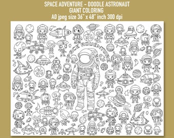 Giant Outer Space Doodles Coloring Poster Printable Coloring - Etsy