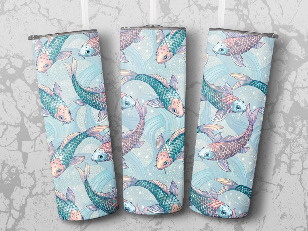 Koi Fish Tumbler Wrap PNG: Japanese Carp Sublimation Design (digital ...