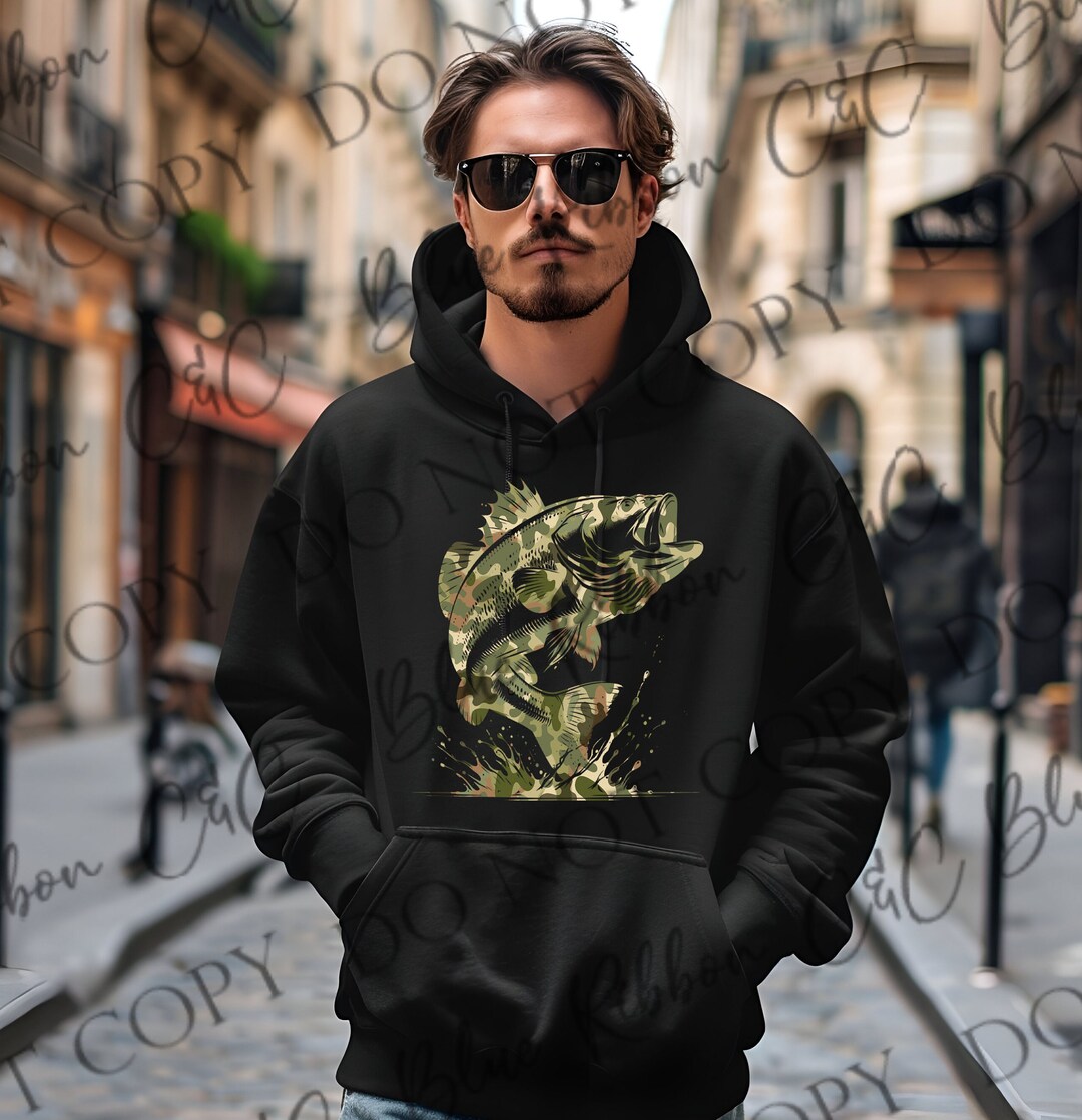Camo Bass Fishing DTF Transfer| Ready to Press | High Quality DTF ...