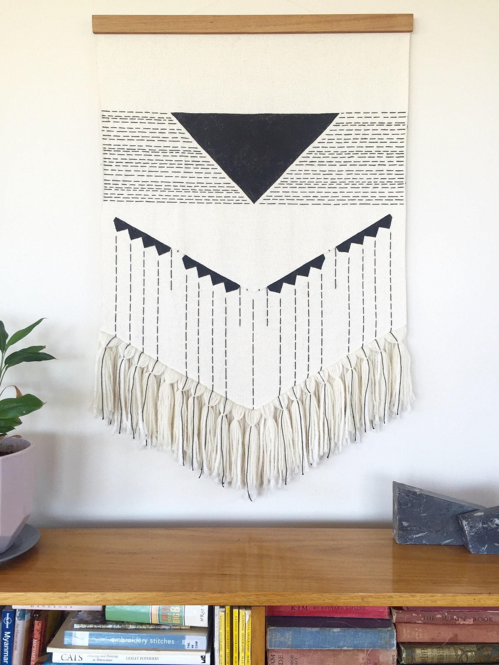 HARROW Wall Hanging, Large Black Triangle, Hand Painted and Made of ...