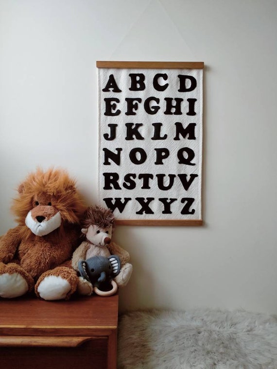Black Felt Woven Cotton Alphabet Lettering Typography Wall - Etsy
