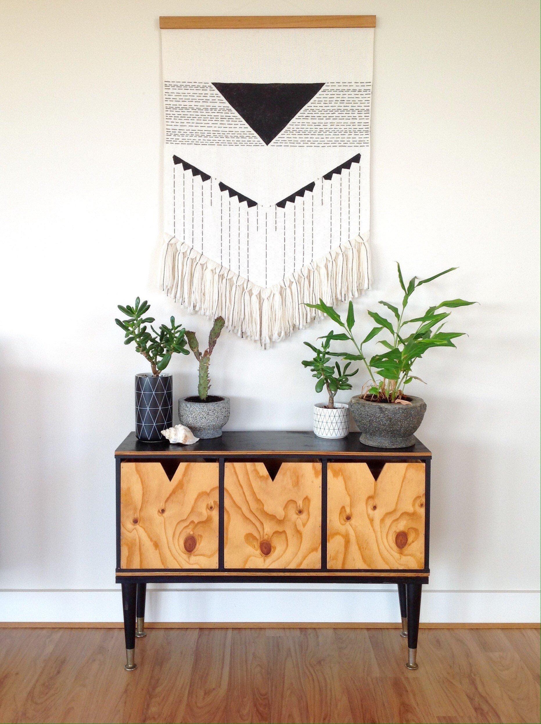 HARROW Wall Hanging, Large Black Triangle, Hand Painted and Made of ...